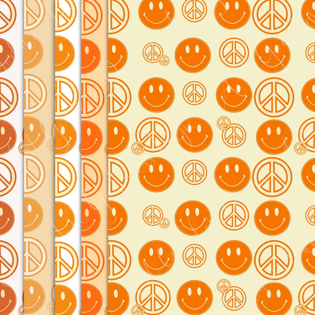 Retro Happy Face Seamless Pattern Hippie Smiley Face and - Etsy