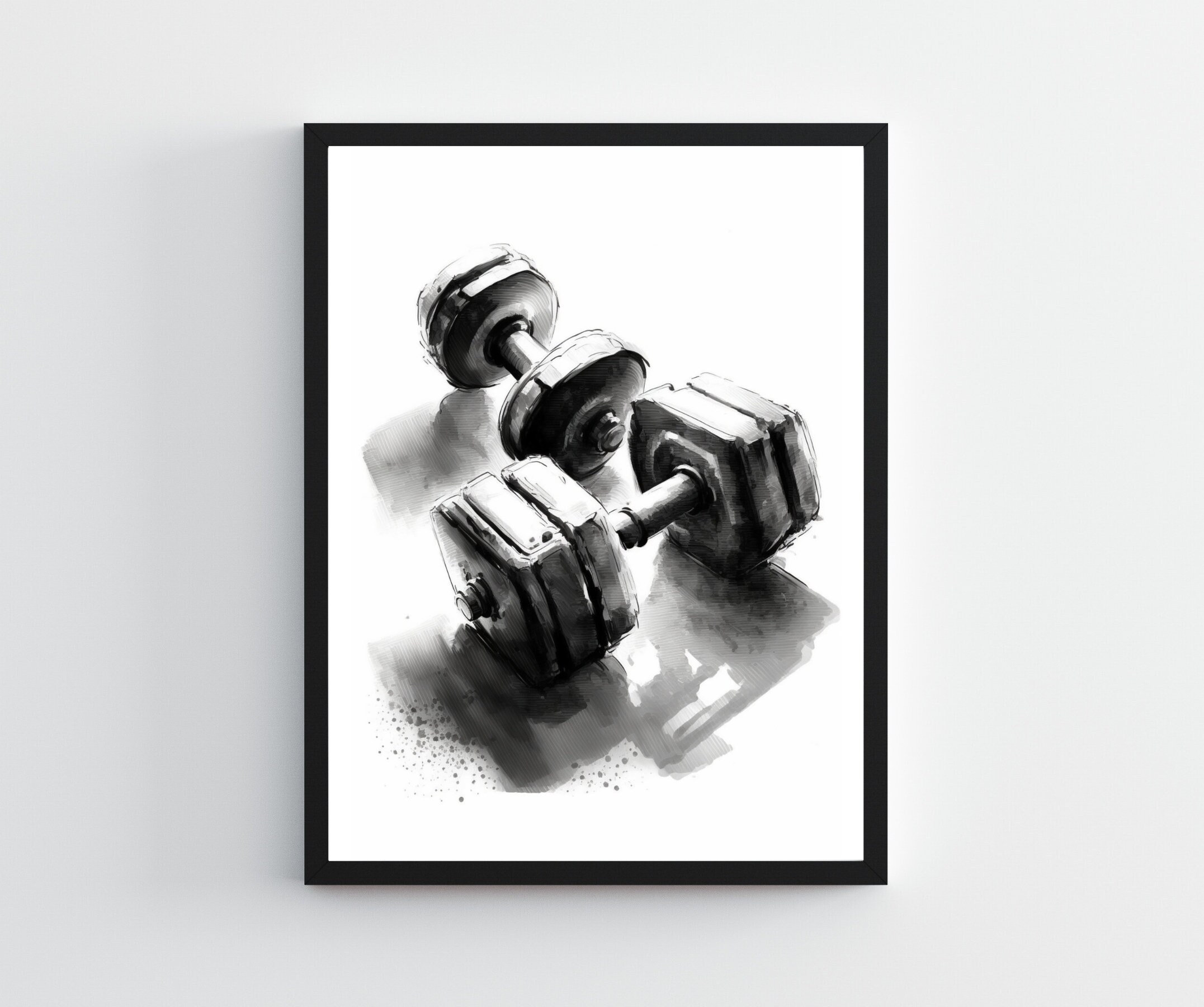 Dumbbell Set Gym Wall Art for Home Gym Pair of Dumbbells Ink Art Wall ...