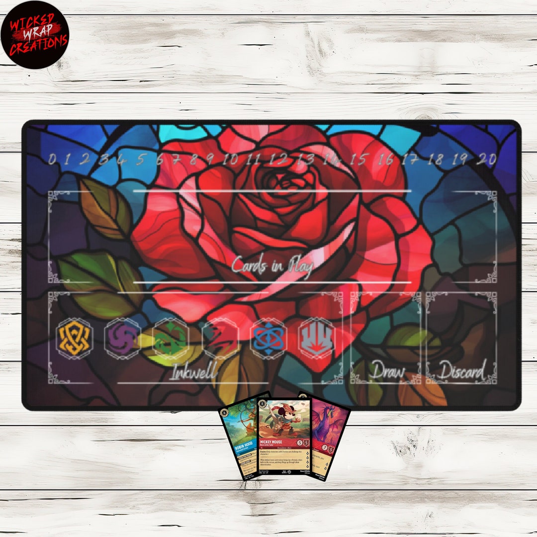 Stained Glass Rose Playmat for TCG, MTG Desk Mat, Lorcana Player Gift ...