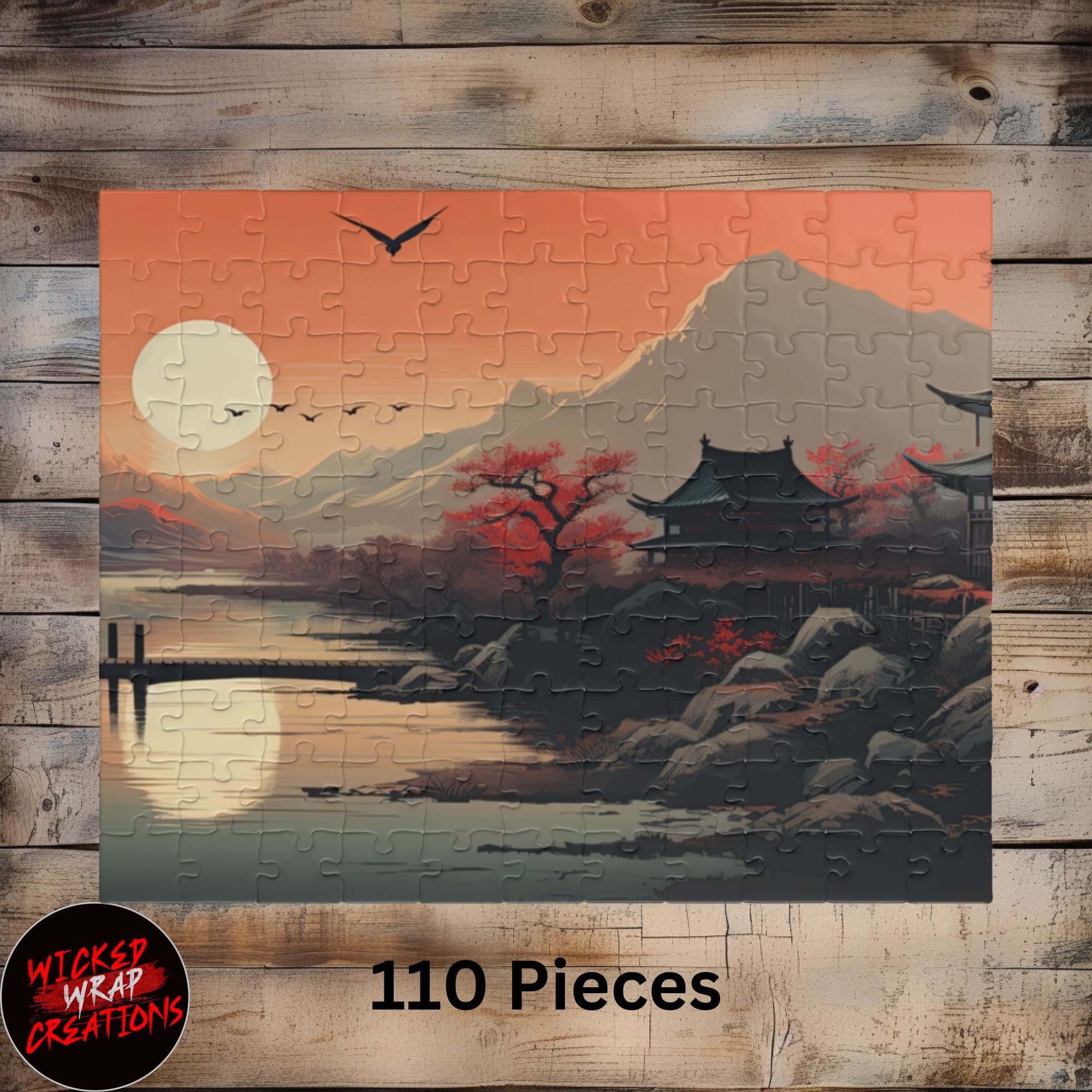 Japanese Landscape Puzzle, Serene Mount Fuji Sunset Jigsaw, Golden Hour ...