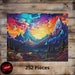 Colorful Mountain Sunset Scene Puzzle, Vibrant Landscape Jigsaw, Family ...