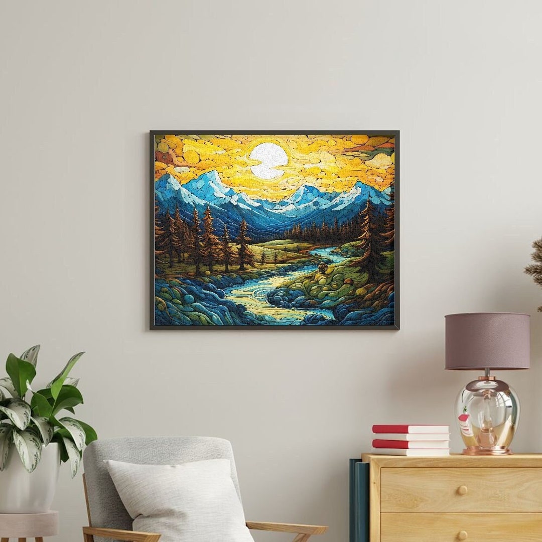 Scenic Mountain Landscape Art DIY Paint by Numbers Kit for Adults ...
