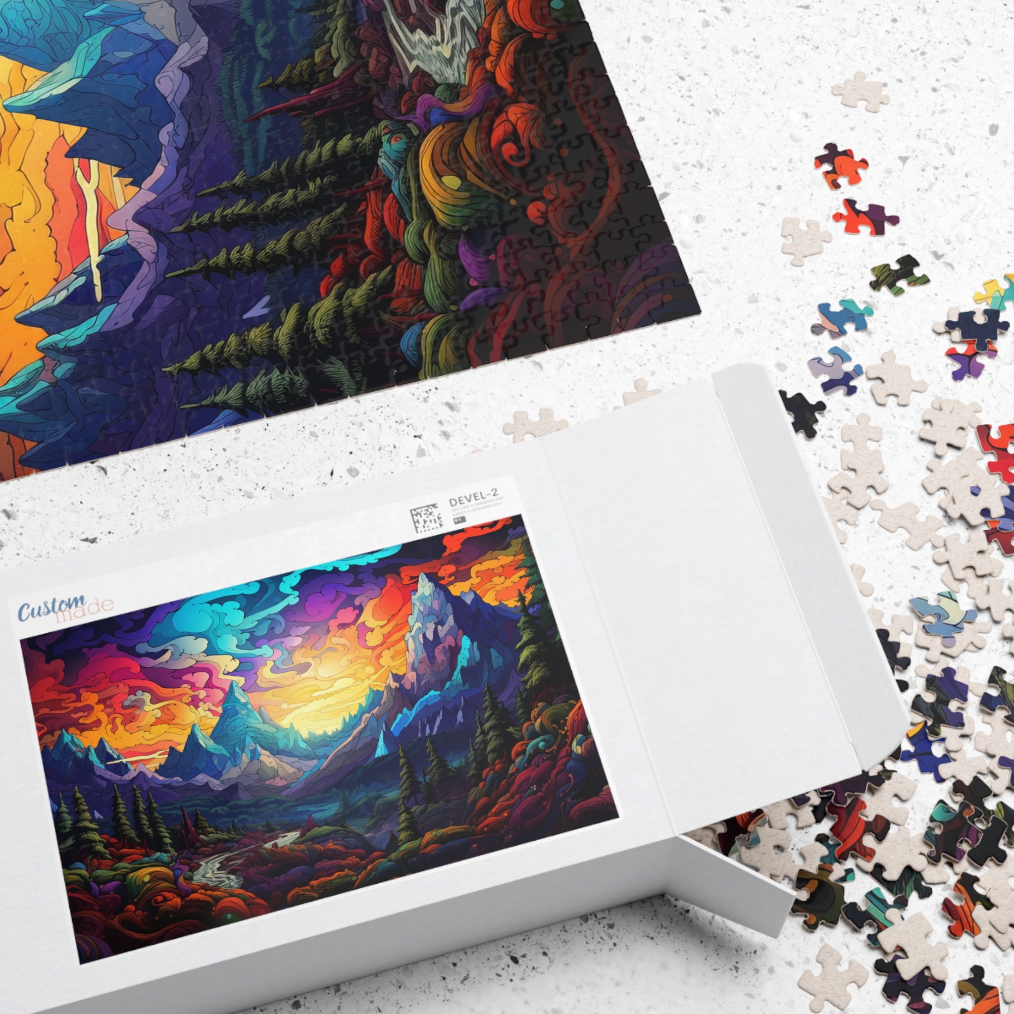 Colorful Mountain Sunset Scene Puzzle, Vibrant Landscape Jigsaw, Family ...