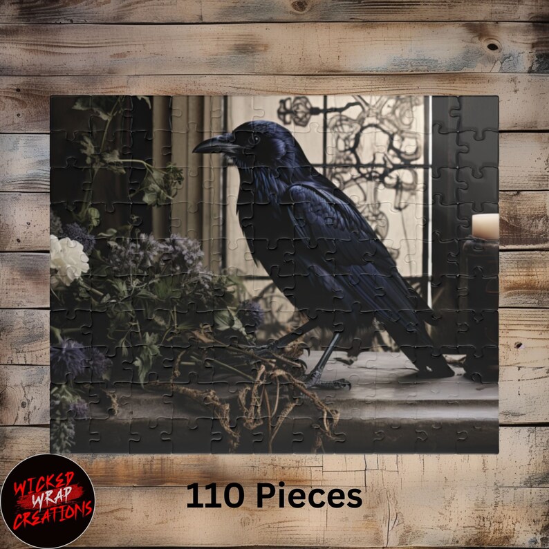 Goth Raven Jigsaw Puzzle, Gothic Decor, Challenging Bird Puzzle Game ...