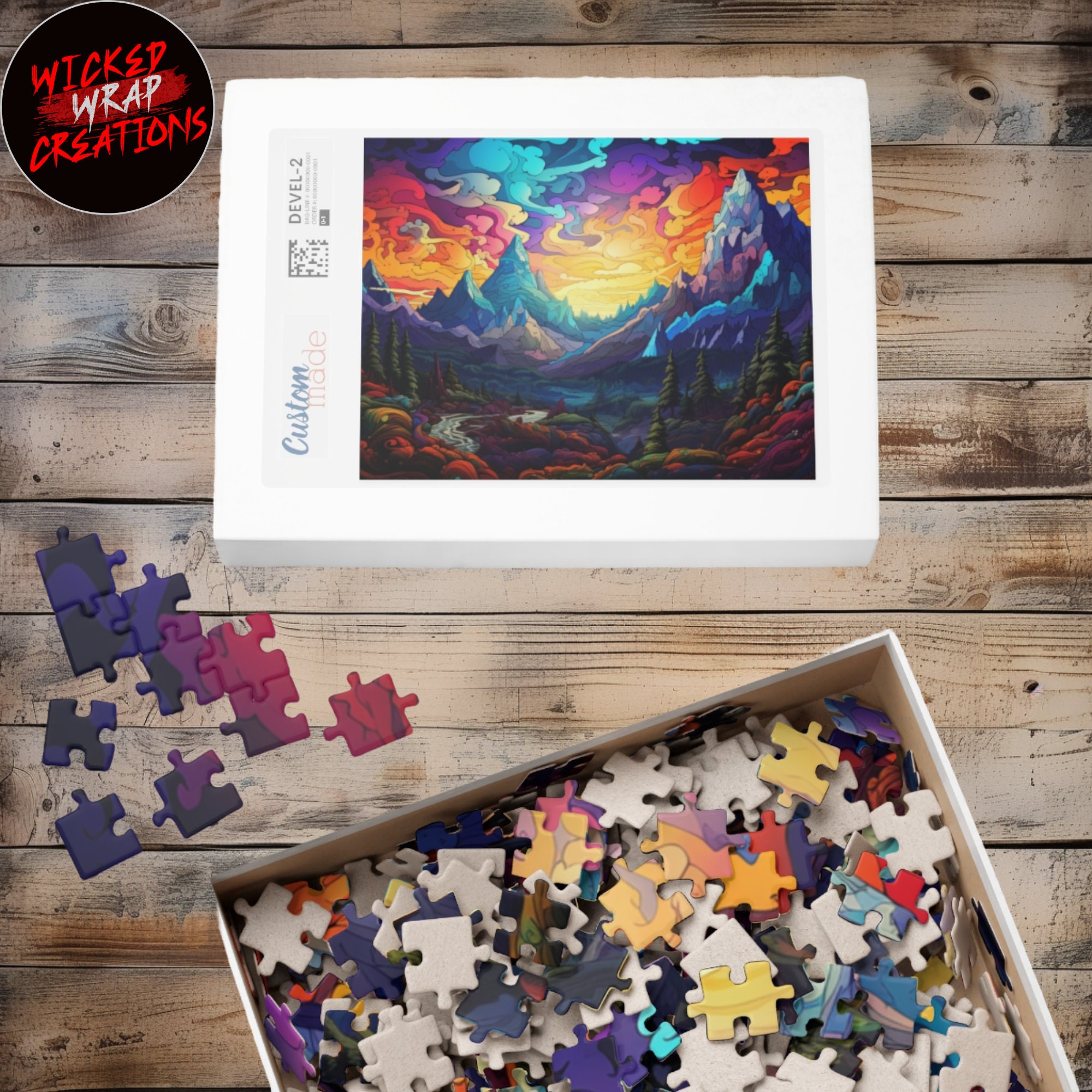 Colorful Mountain Sunset Scene Puzzle, Vibrant Landscape Jigsaw, Family ...