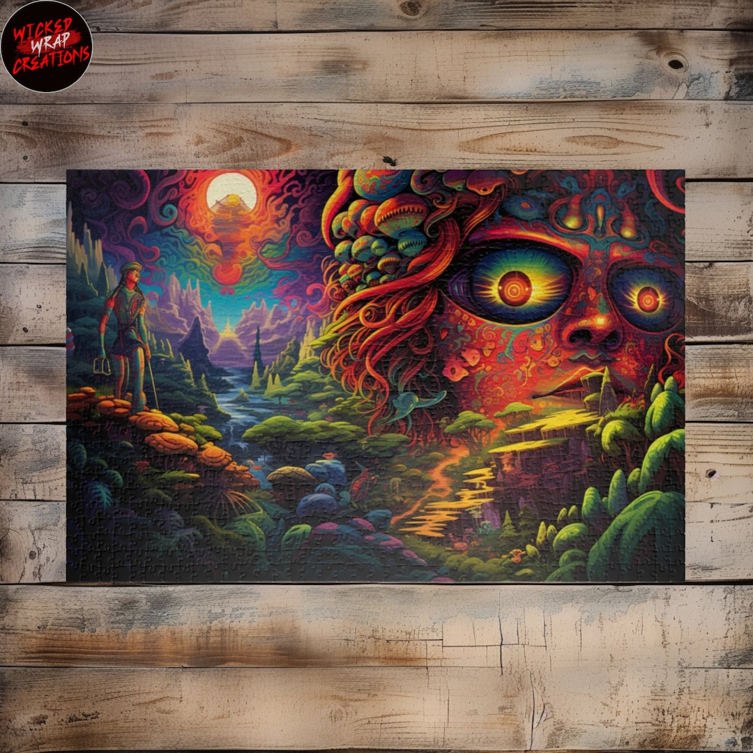 Psychedelic Fantasy Art Puzzle, Vibrant Colors Challenging Jigsaw ...