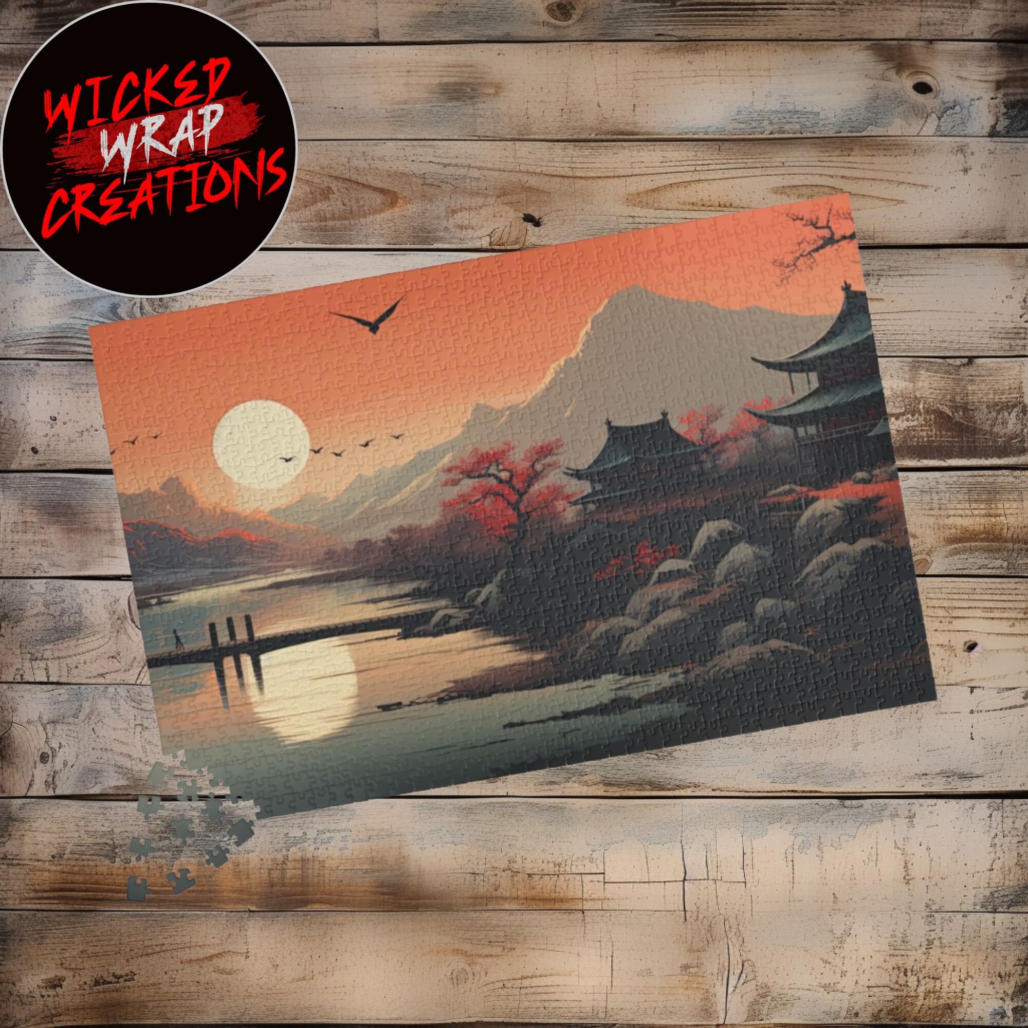 Japanese Landscape Puzzle, Serene Mount Fuji Sunset Jigsaw, Golden Hour ...