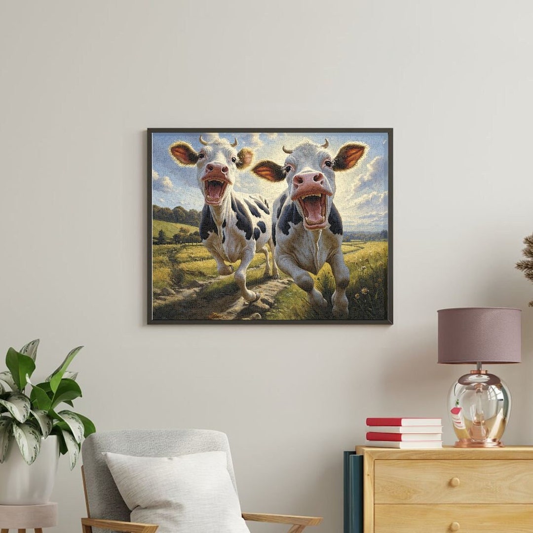 Playful Cows Paint by Numbers Kit, DIY Canvas Painting, Artistic Farm ...