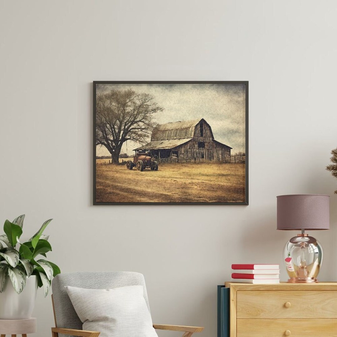 Rustic Farmhouse Paint by Numbers Kit, Vintage Barn Canvas Art, DIY ...