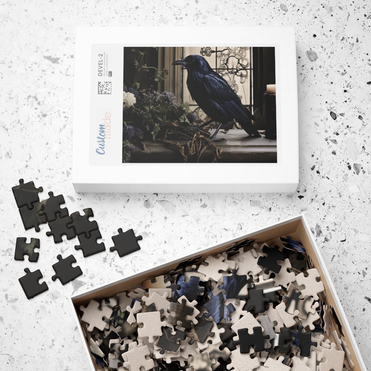 Goth Raven Jigsaw Puzzle, Gothic Decor, Challenging Bird Puzzle Game ...