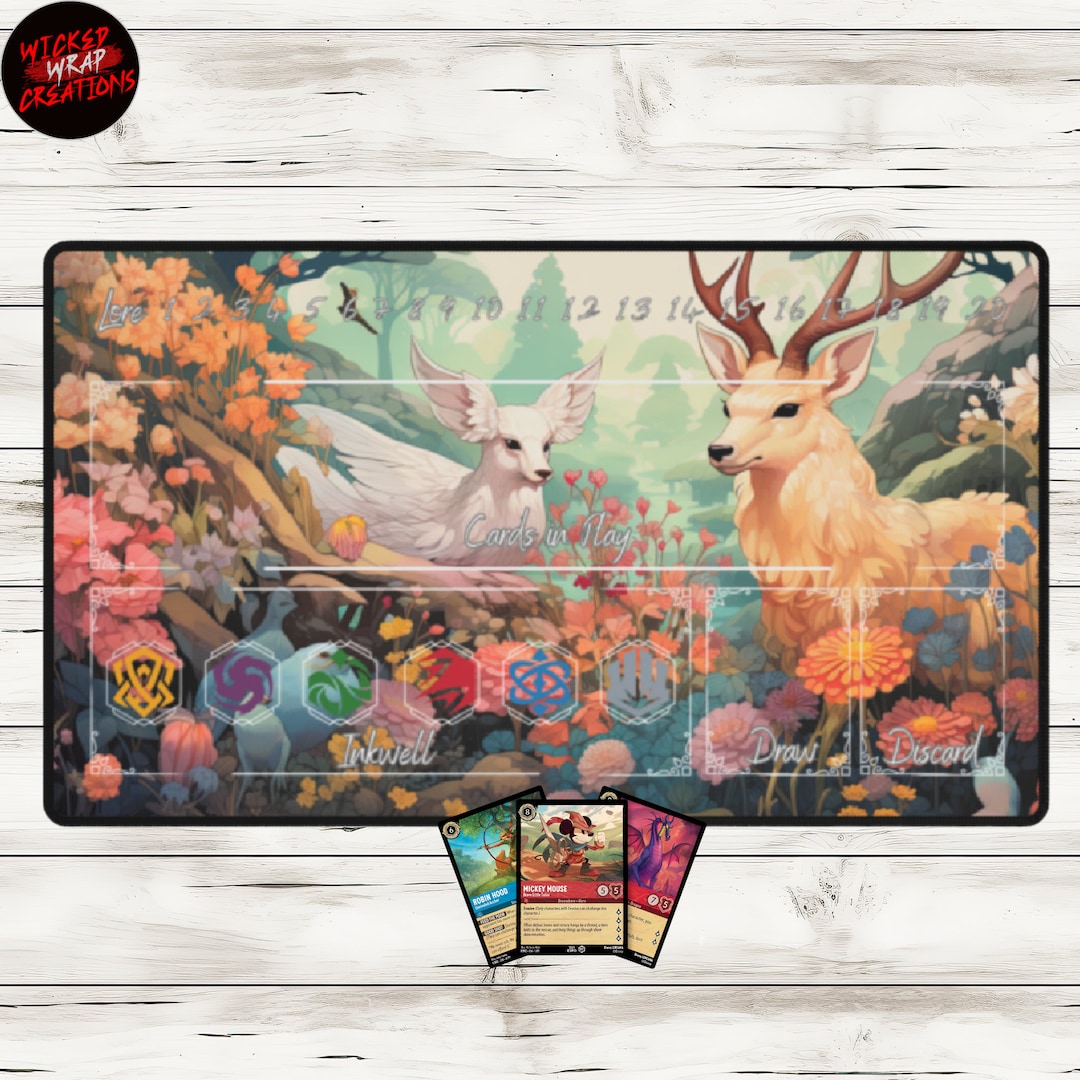 Enchanted Forest Lorcana Playmat, Magical Deer Fantasy MTG Gaming Mat ...