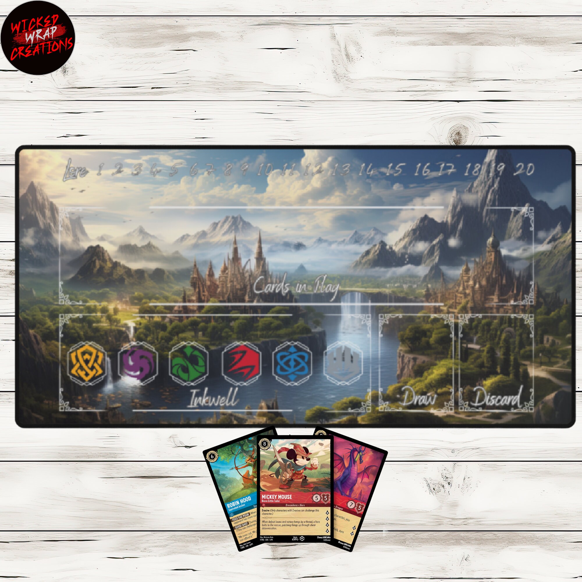 Enchanted Castle Lorcana Playmat With Zones, TCG Gaming Mat, Magic ...