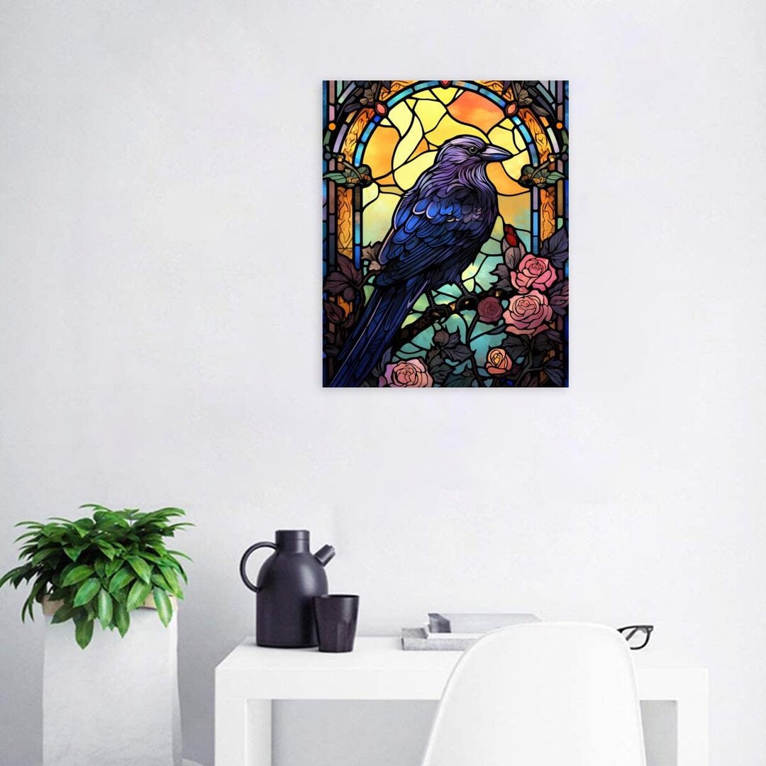 Paint by Numbers Stained Glass Gothic Raven Kit, Perfect Gift for Kids ...