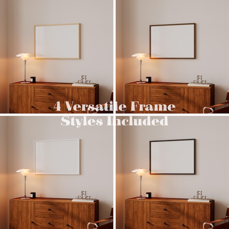 Horizontal Frame Mockup PSD, Mid Century Modern Poster Display (digital ...