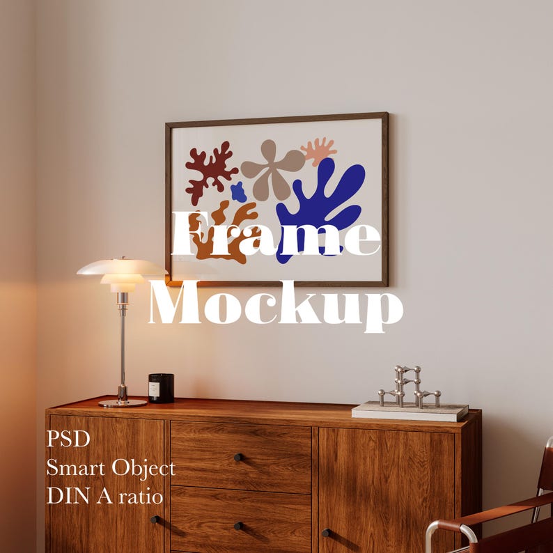 Horizontal Frame Mockup PSD, Mid Century Modern Poster Display (digital ...