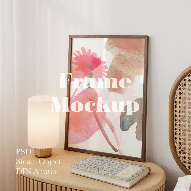 Frame Mockup PSD Smart Object - Customizable, Scandinavian Bedroom ...