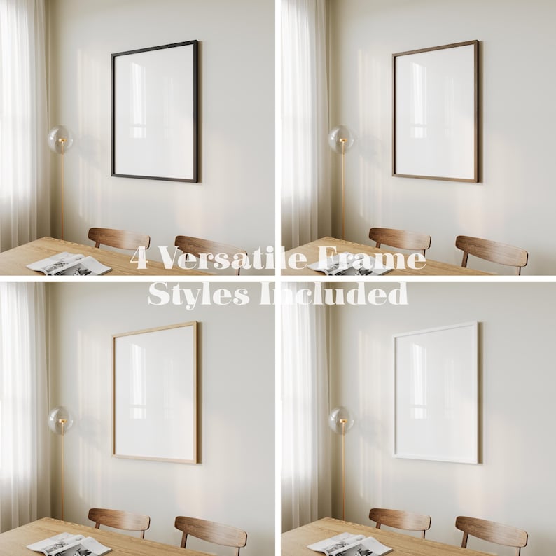 Dining Room Frame Mockup | Vertical Poster PSD, 4 Styles (digital ...