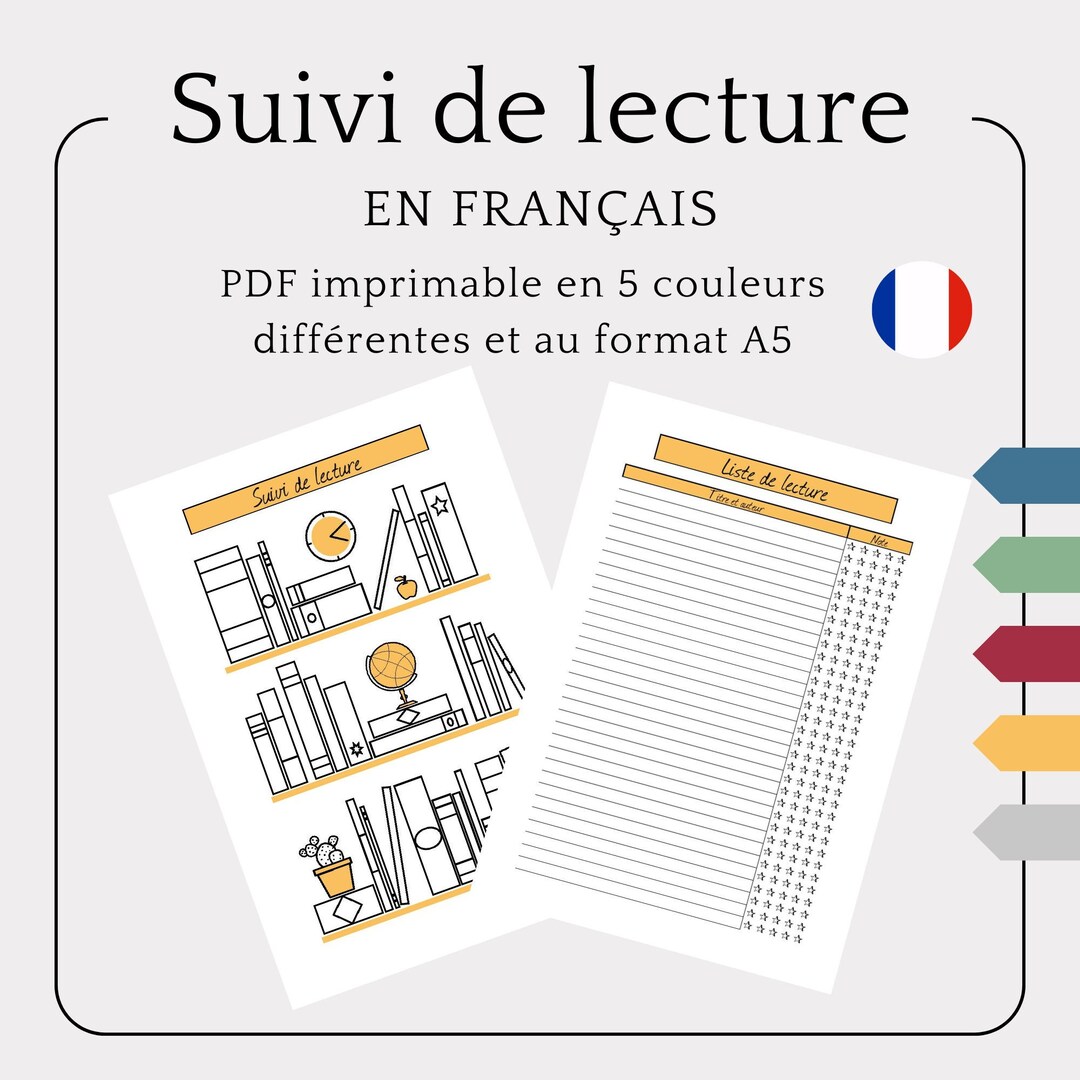 Fiche de suivi de lecture imprimable en A5, minimaliste et en français ...