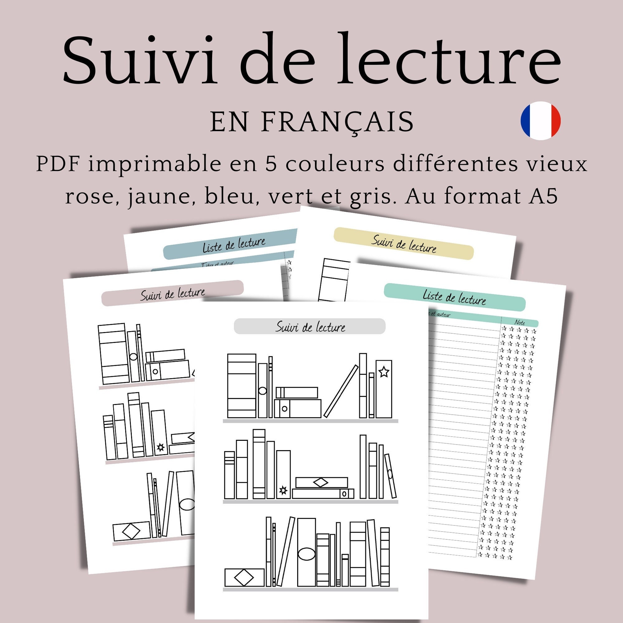 Printable Reading Tracking Sheet in A5, Minimalist and in French - Etsy