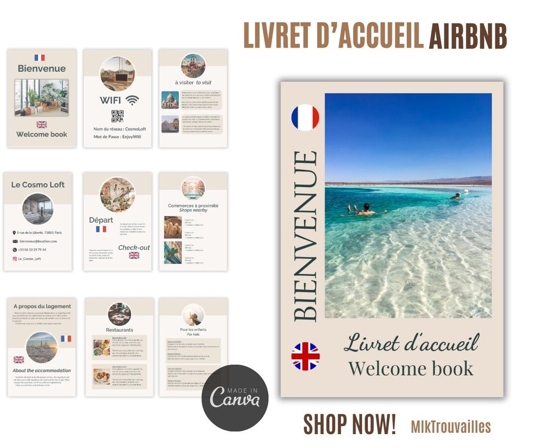 AIRBNB French English Welcome Booklet, Bilingual, Welcome Poster ...