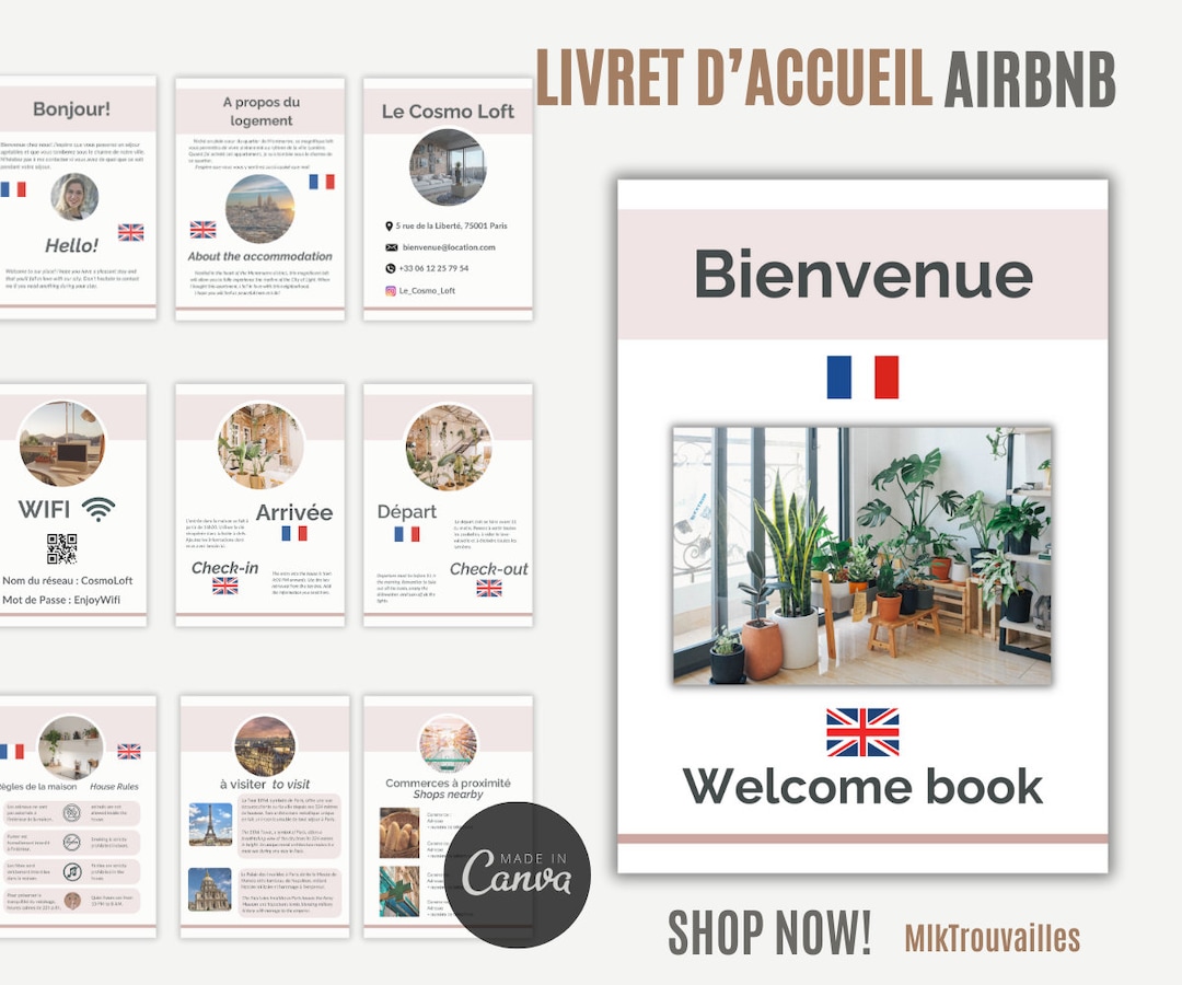 AIRBNB French English Welcome Booklet, Bilingual, Welcome Poster ...