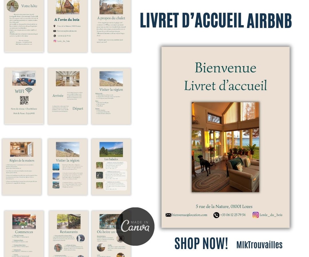 AIRBNB Welcome Booklet in French, Welcome Poster, Seasonal House Rental ...