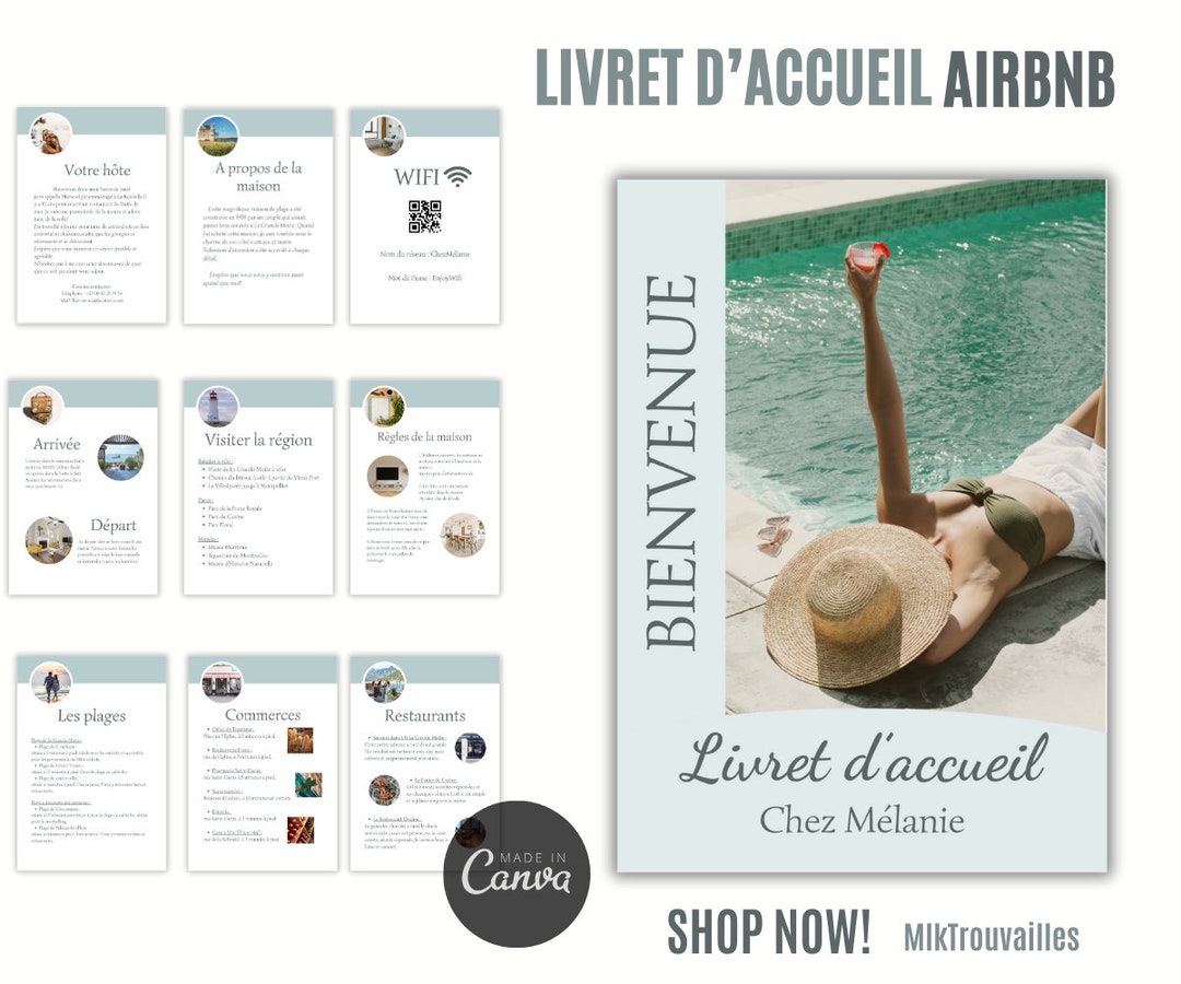AIRBNB Welcome Booklet in French, Welcome Poster, Seasonal House Rental ...