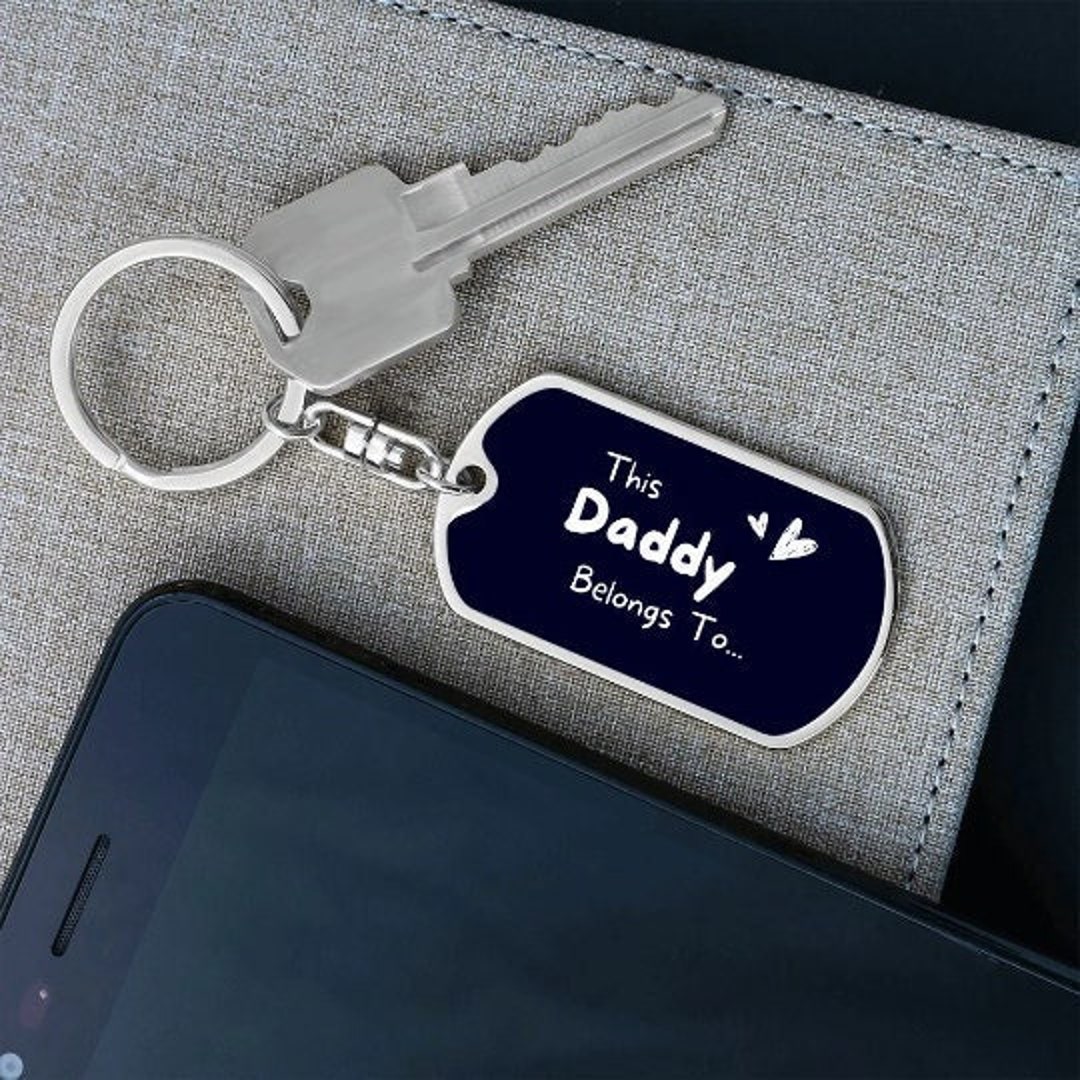 This Daddy Belongs to Father's Day Keychain New Dad Key - Etsy