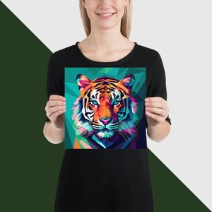 Green and Pink Tiger Paper Poster - Etsy
