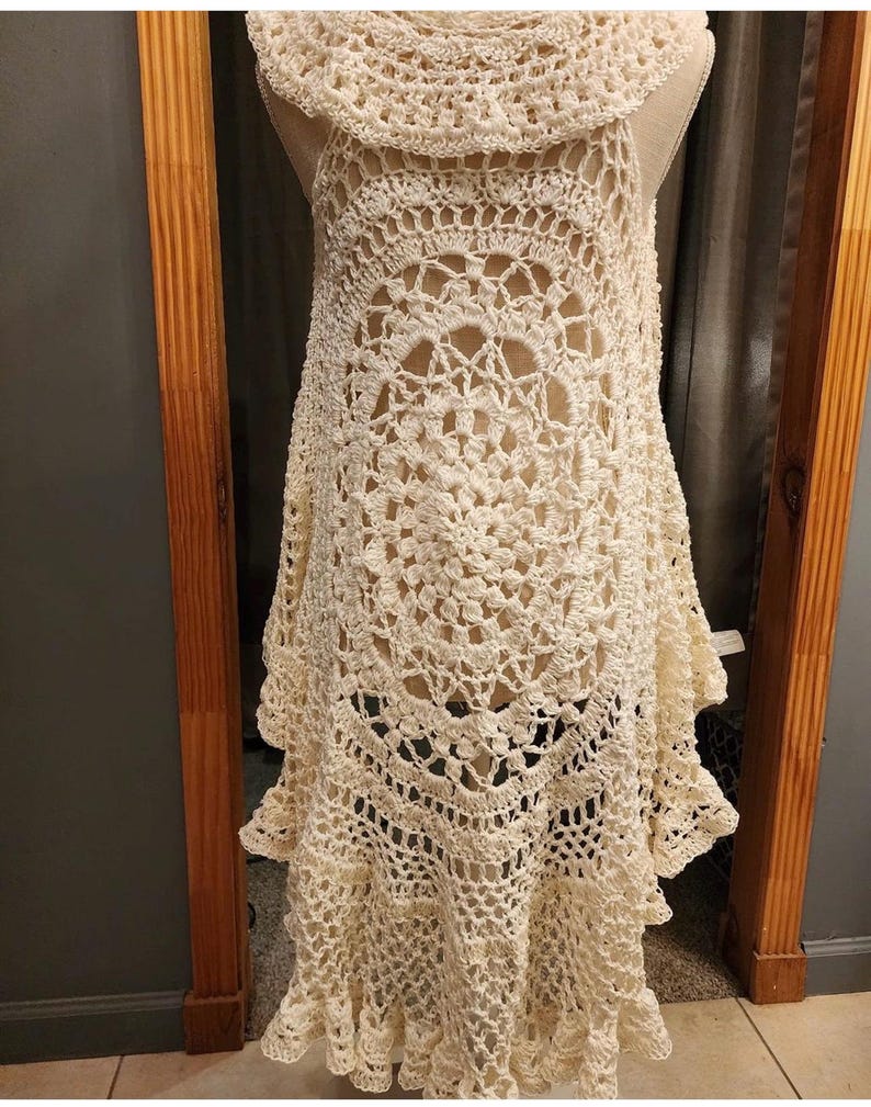 Lotus Duster Vest, Hippie Lace Mandala Jacket Vest, Boho Crochet Vest ...