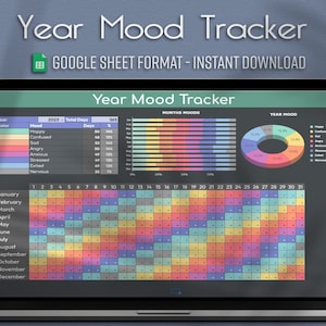 Digital YEAR Mood Tracker Spreadsheet for Google Sheets, Mood Tracker ...