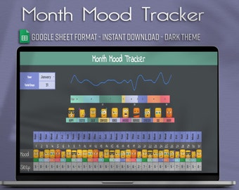 Digital YEAR Mood Tracker Spreadsheet for Google Sheets, Mood Tracker, Daily Mood Journal, Mood ...