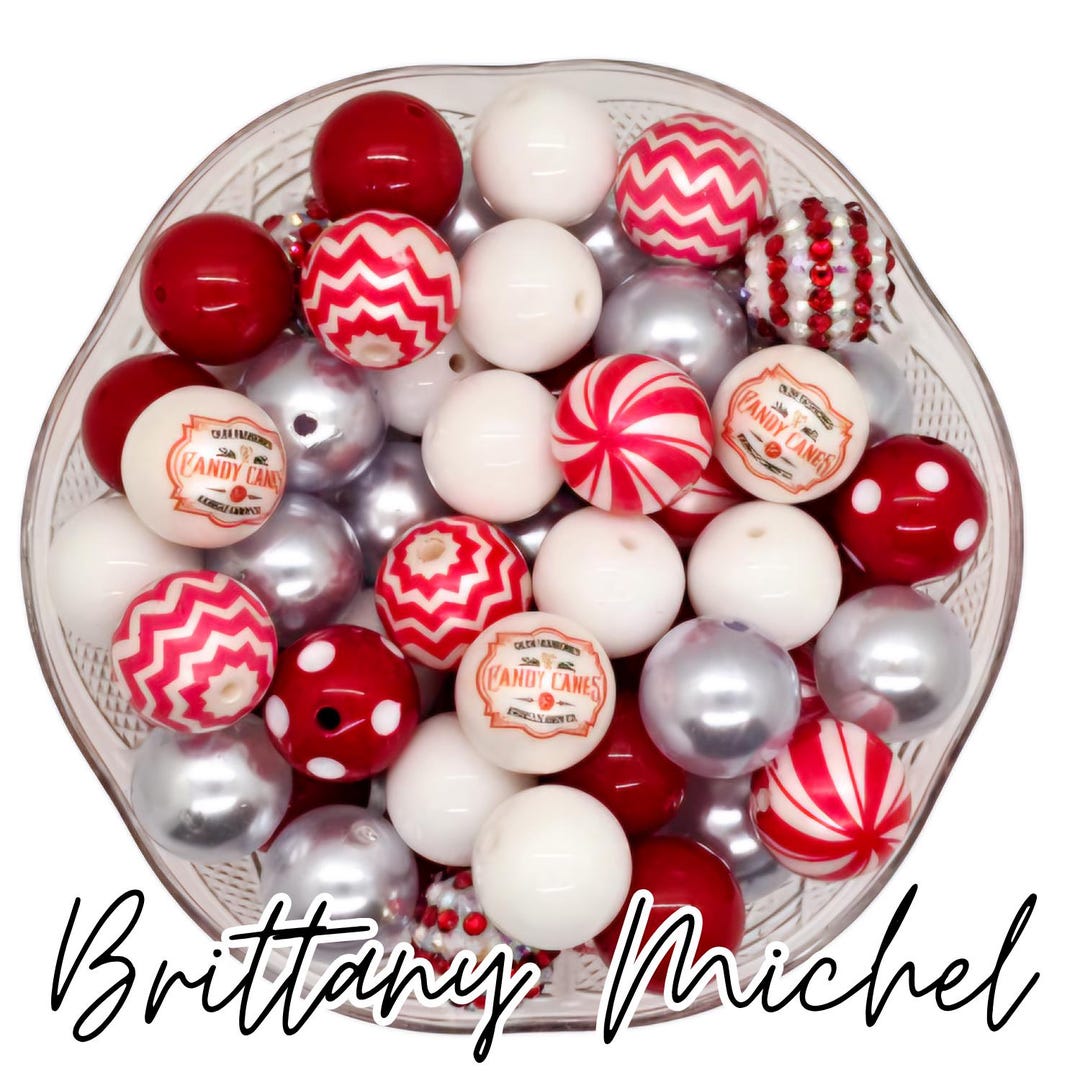 Candy Cane Chunky Beads: Christmas Acrylic Bead Mix (20mm) - Etsy