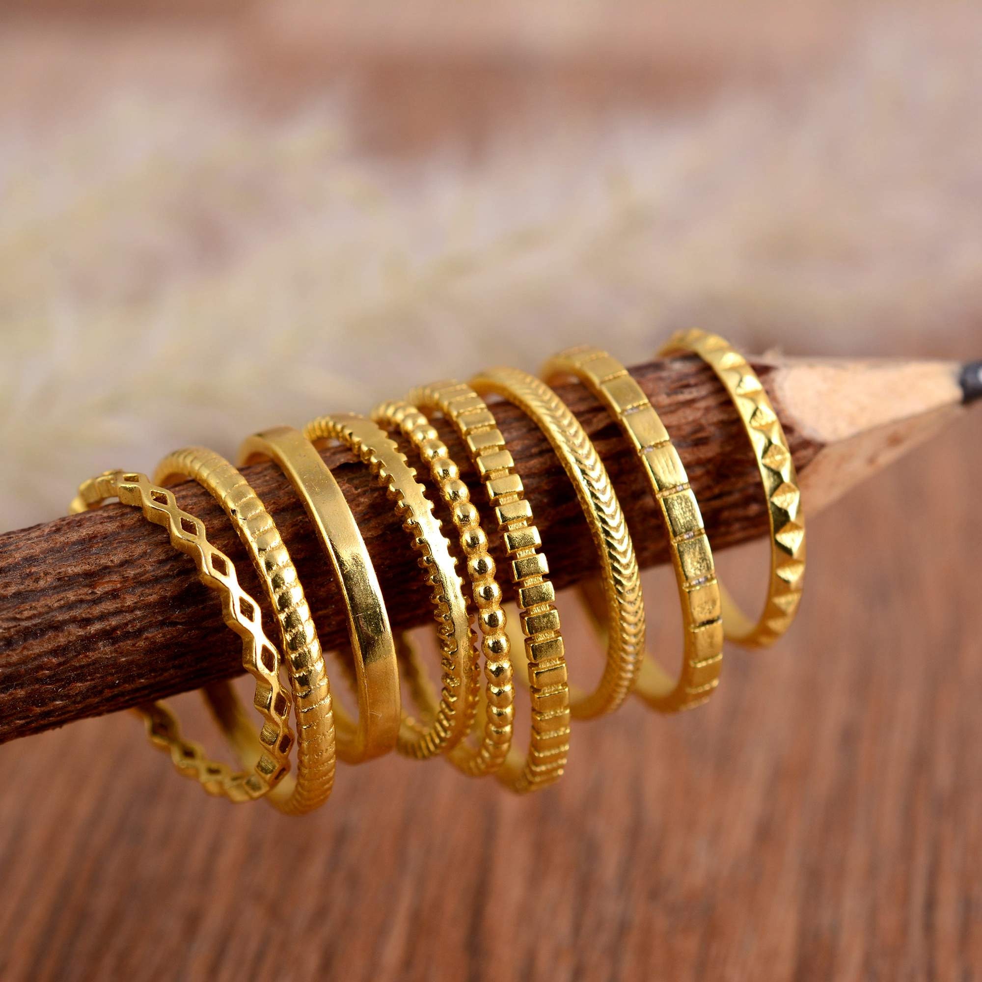 Minimalist Gold Ring Set, Gold Rings, Chunky Gold Ring, Midi Ring ...