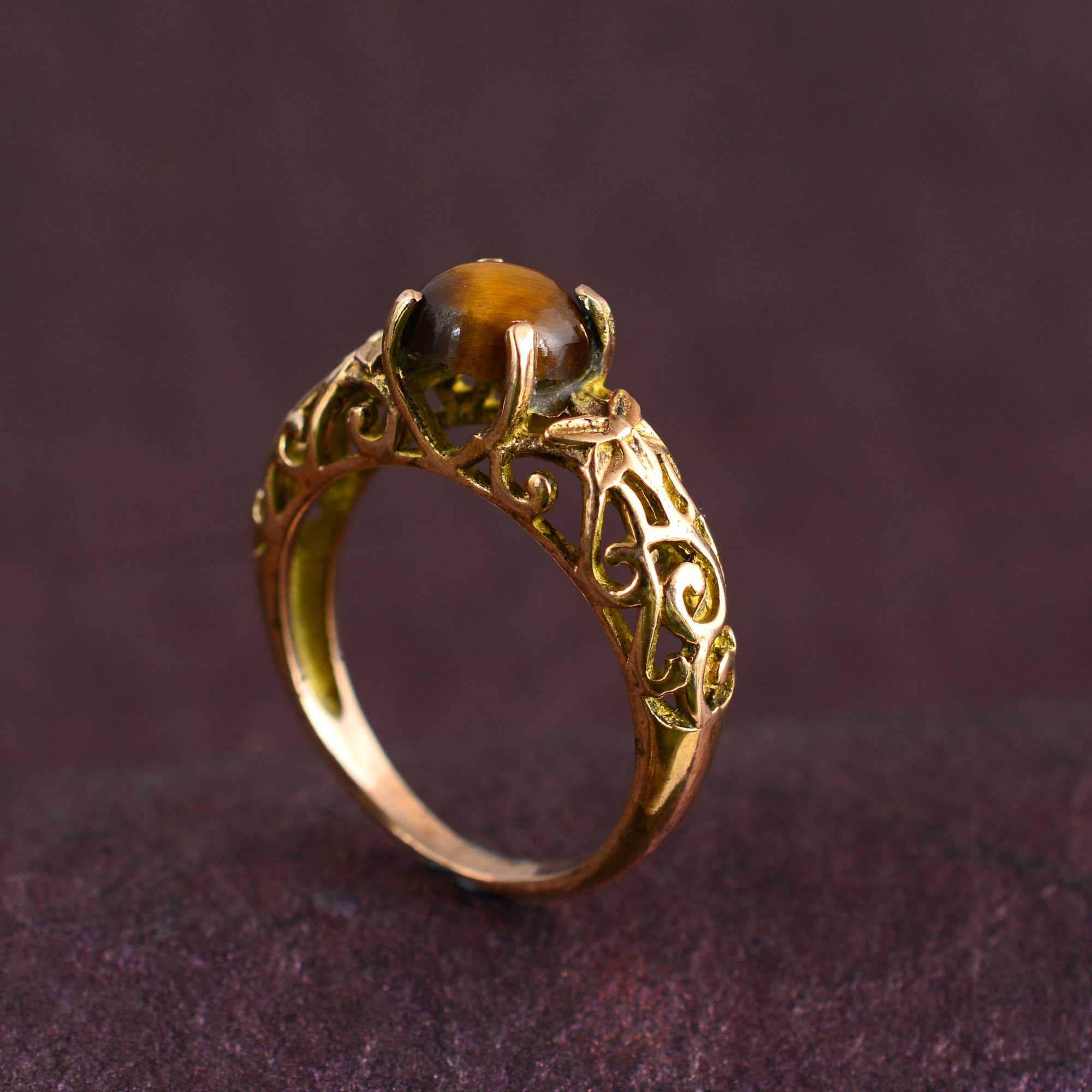 Tiger Eye Ring, 18k Gold Plated Ring, Gold Ring for Women, Dainty Ring ...