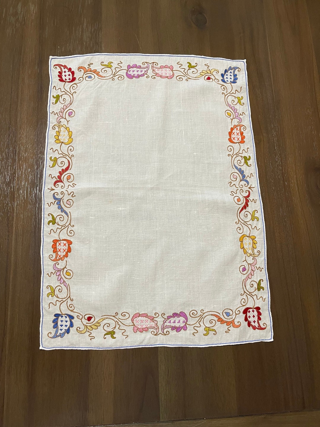 Vintage Embroidered Tray Cloth - Etsy