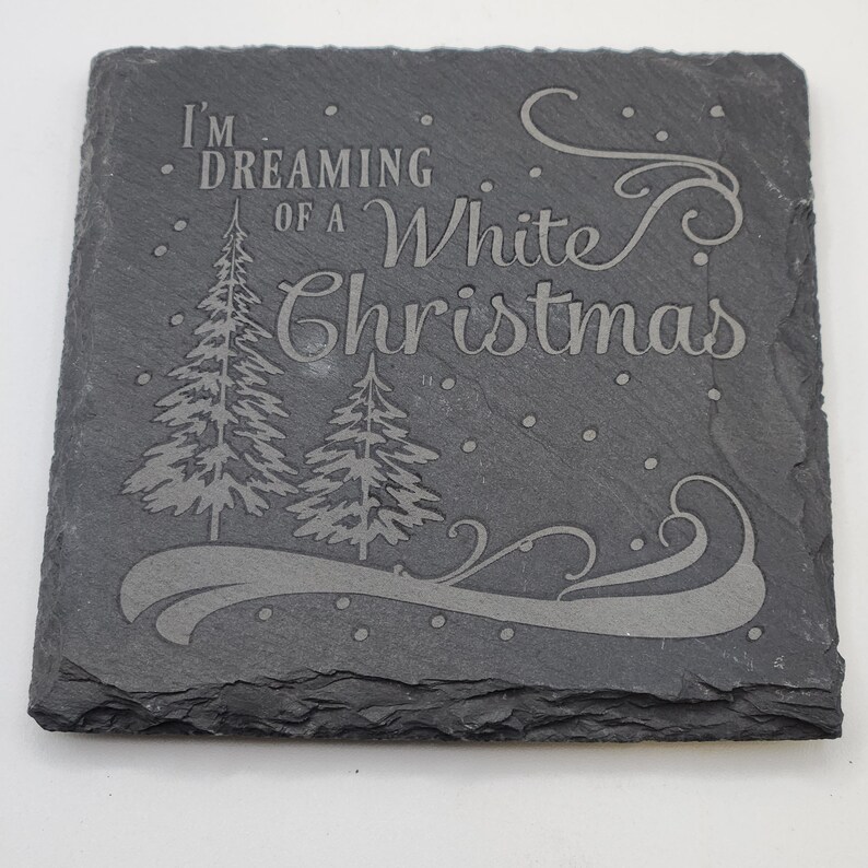Engraved Slate Coasters - Set of 6 Christmas Themed Coasters - Set #3 ...