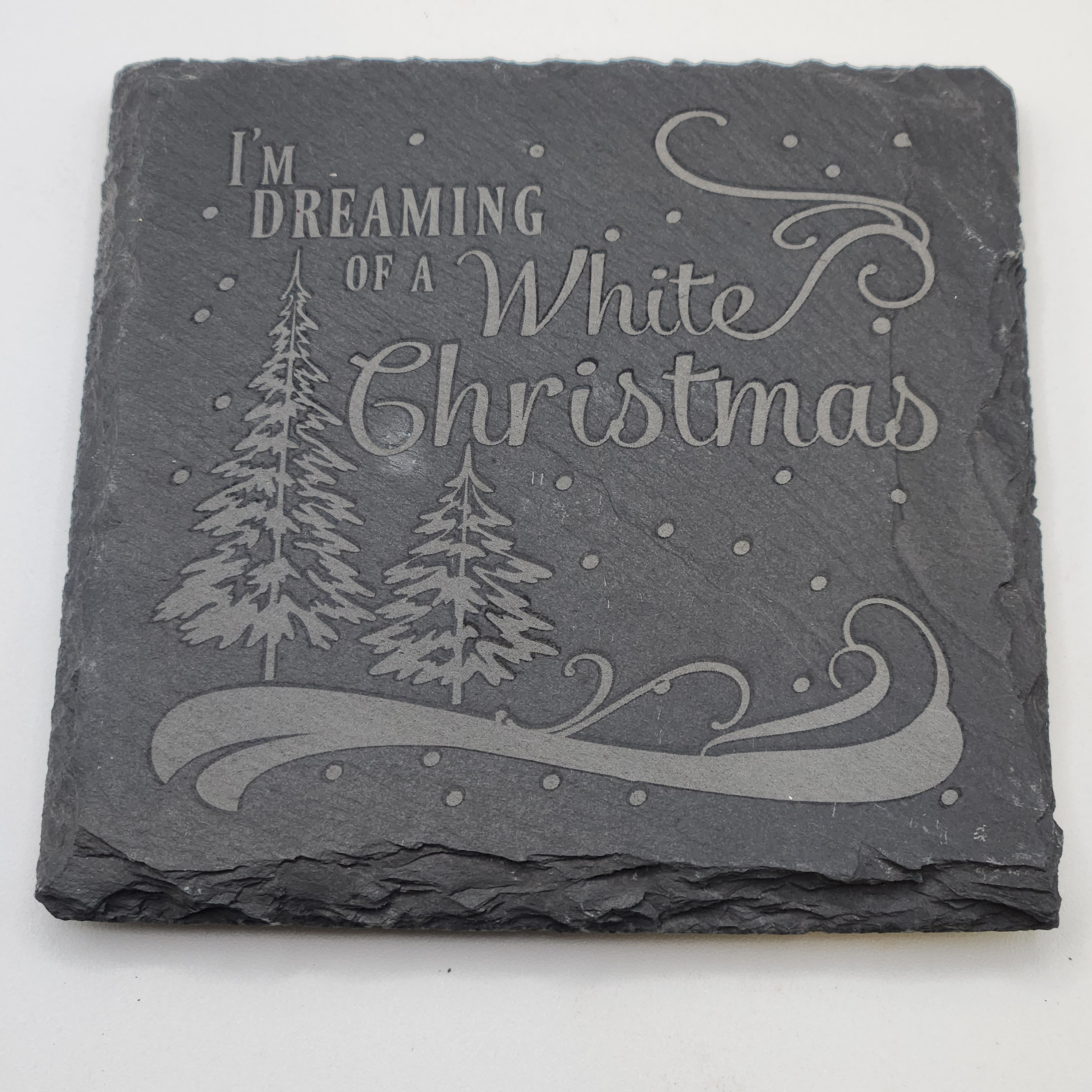Engraved Slate Coasters - Set of 6 Christmas Themed Coasters - Set #3 ...