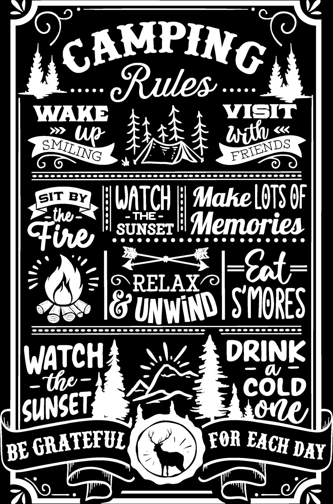 Camping Rules - Laser Engraved Slate Sign - Etsy