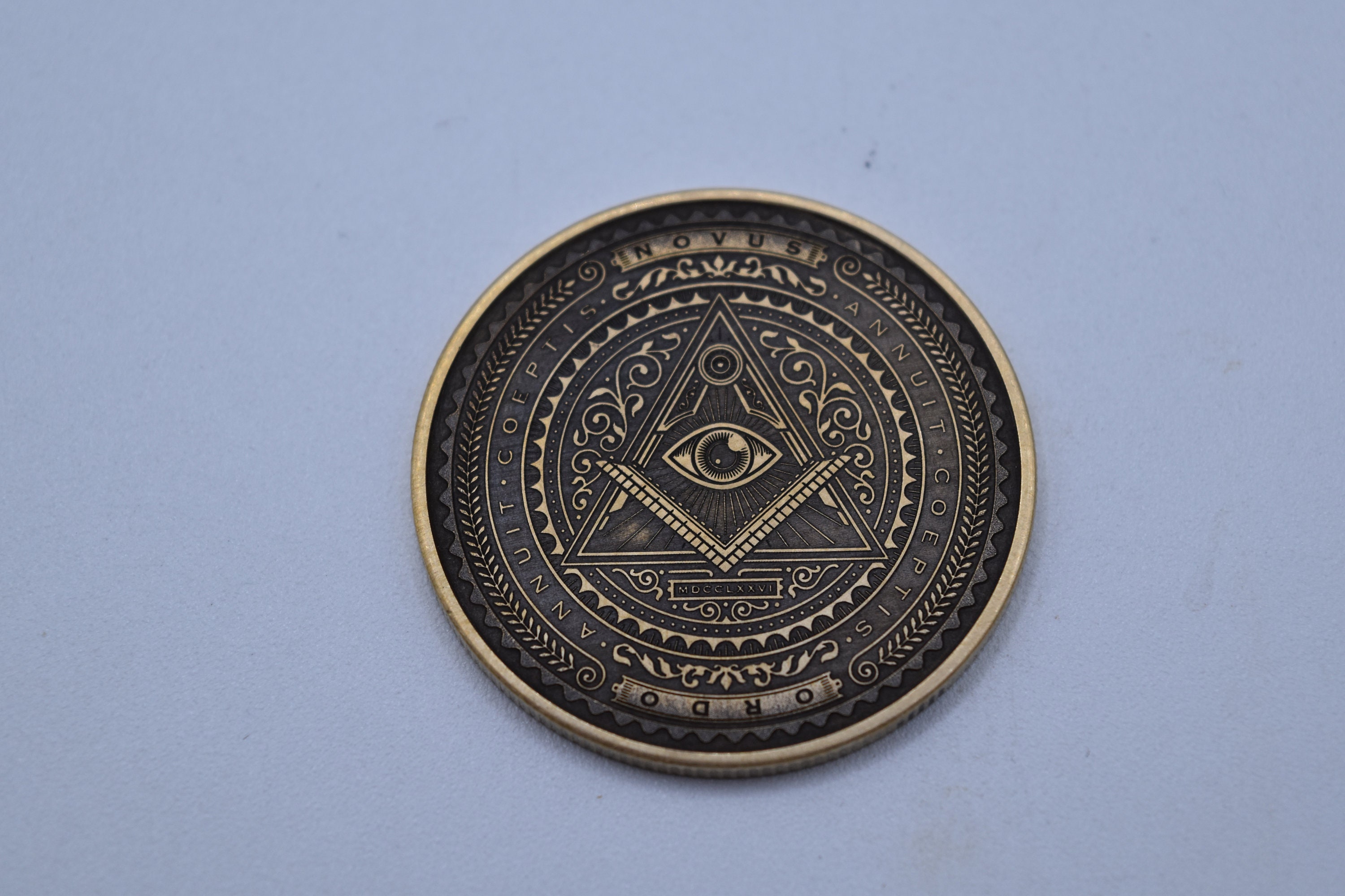 Masonic Challenge Coin - Double-sided Brass Engraved Commemorative Coin ...