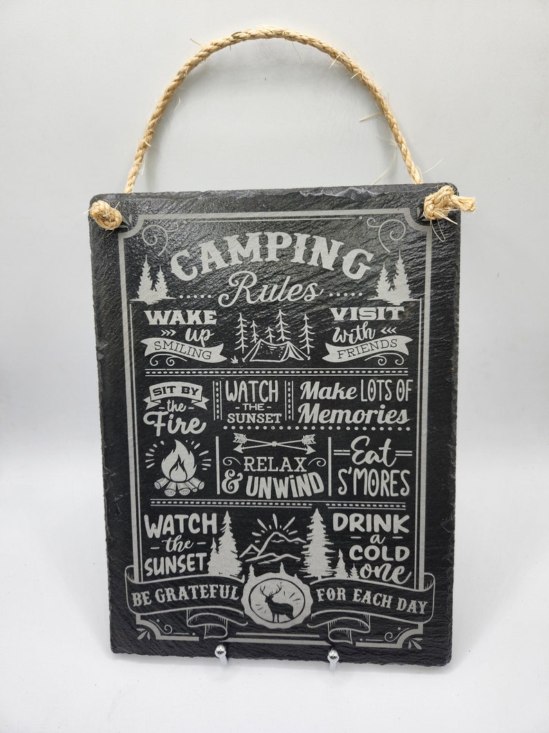 Camping Rules - Laser Engraved Slate Sign - Etsy