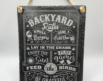 Porch Rules Laser Engraved Slate Sign - Etsy