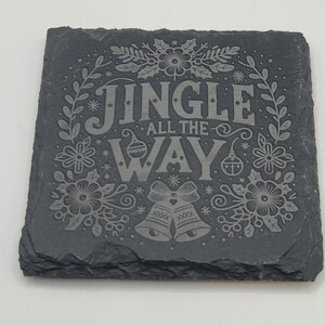 Engraved Slate Coasters - Set of 6 Christmas Themed Coasters - Set #3 ...