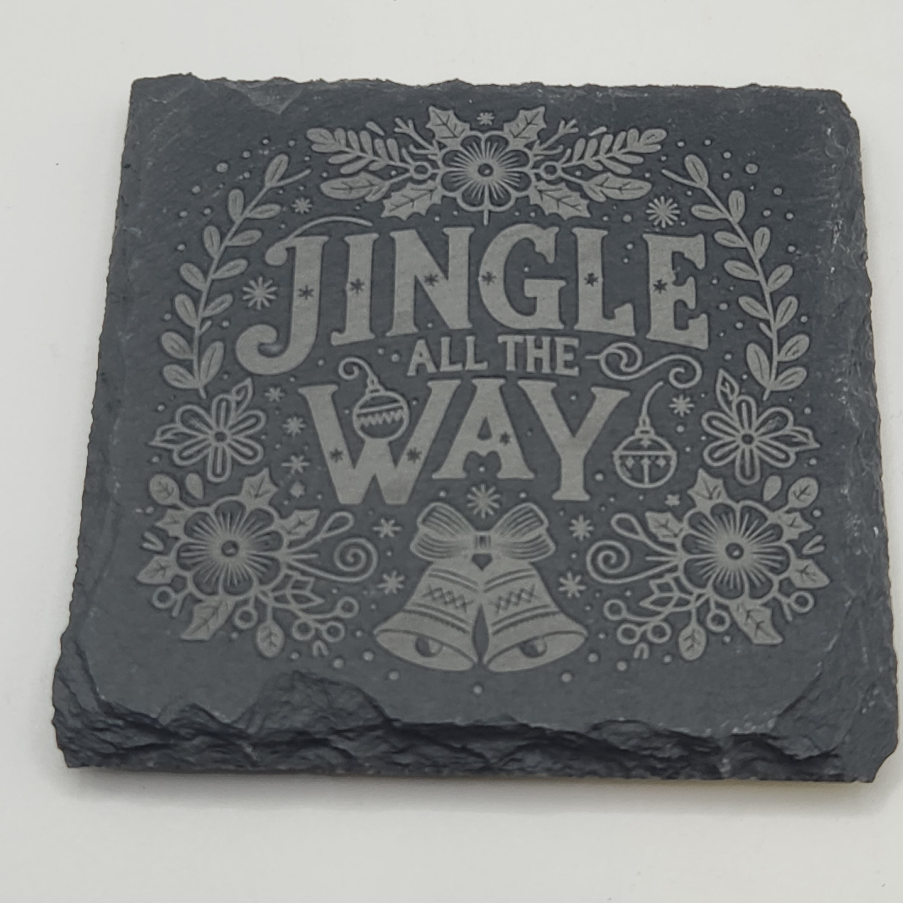 Engraved Slate Coasters - Set of 6 Christmas Themed Coasters - Set #3 ...