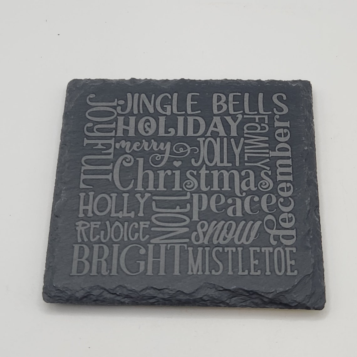 Engraved Slate Coasters - Set of 6 Christmas Themed Coasters - Set #3 ...