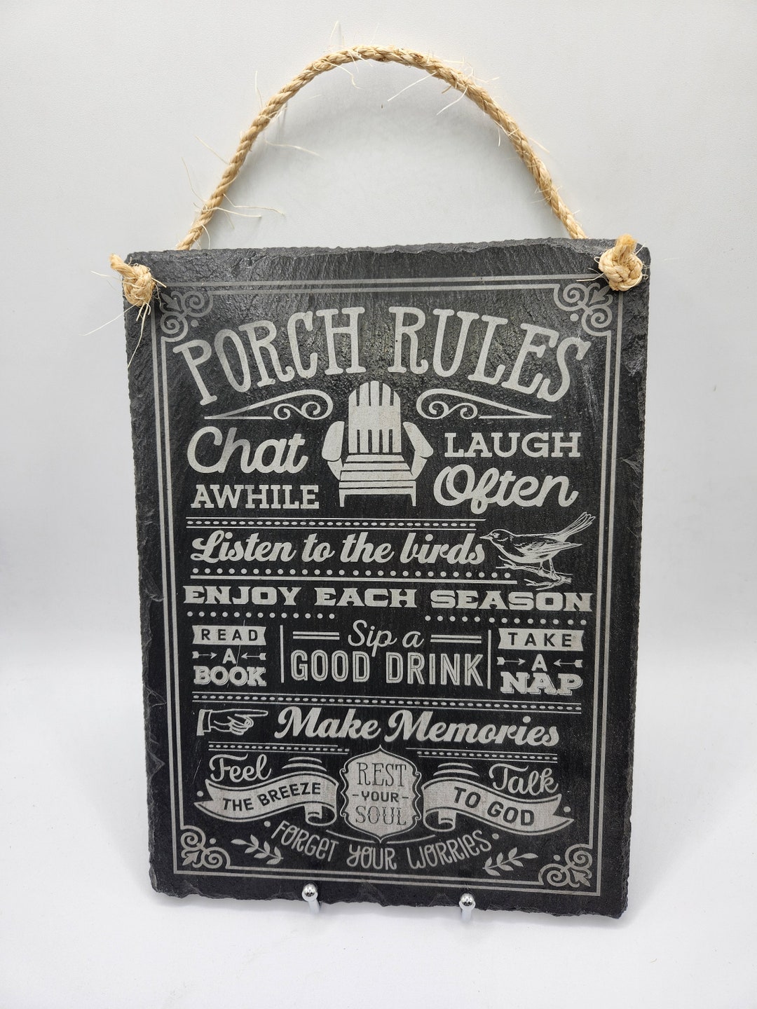Porch Rules - Laser Engraved Slate Sign - Etsy