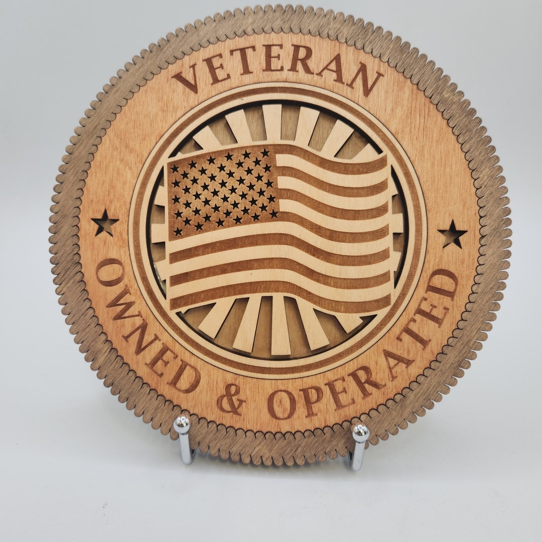 Veteran Owned Business Sign | Layered Wood Wall Plaque | Veteran Owned ...