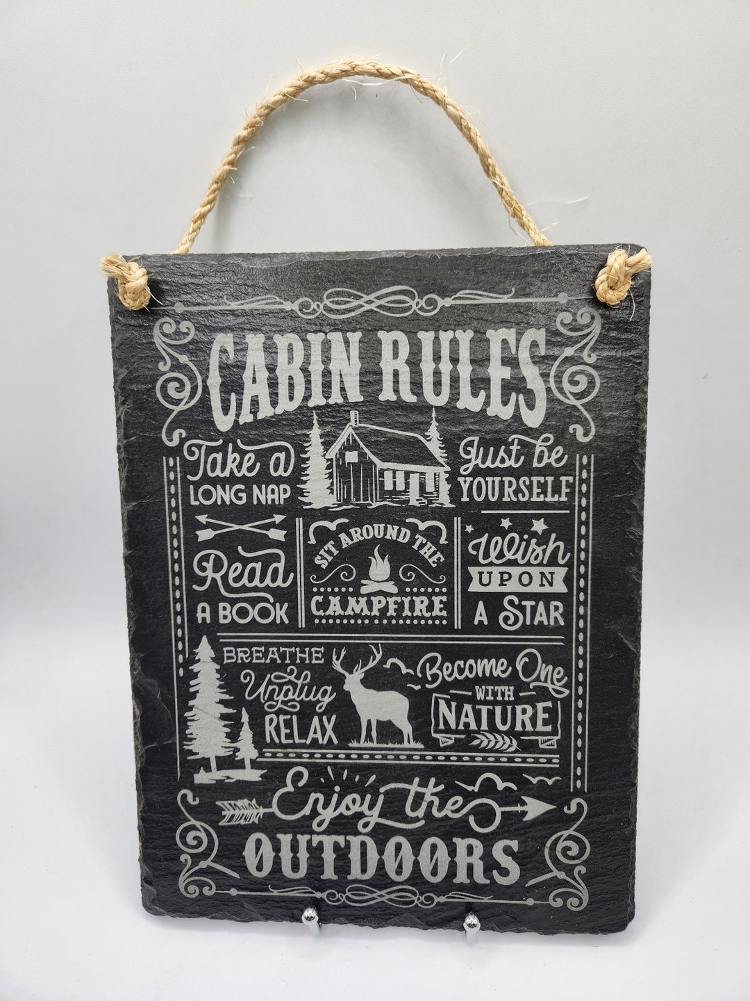 Cabin Rules - Laser Engraved Slate Sign - Etsy