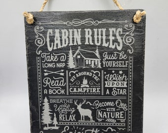 Porch Rules Laser Engraved Slate Sign - Etsy