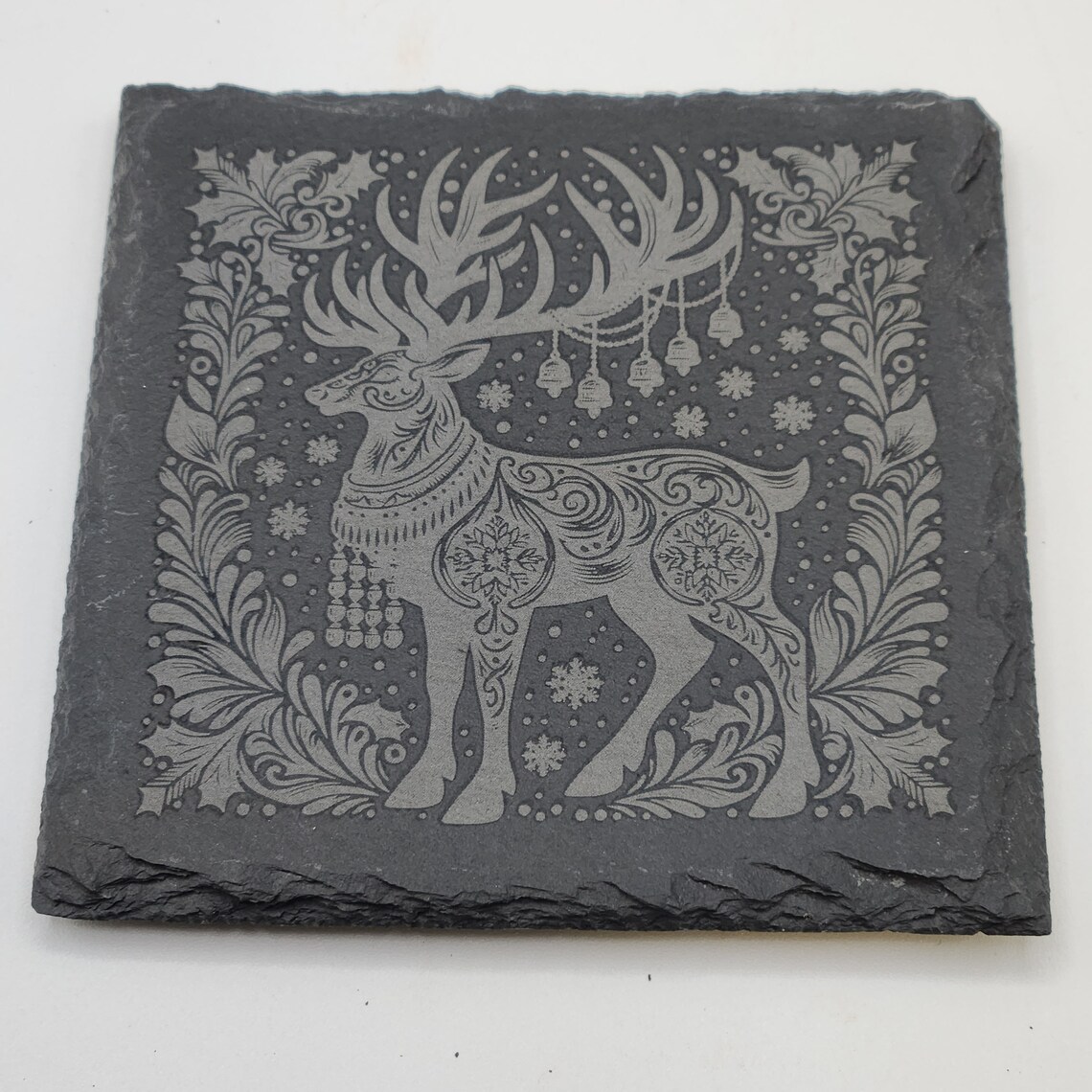 Engraved Slate Coasters - Set of 6 Christmas Themed Coasters - Set #3 ...